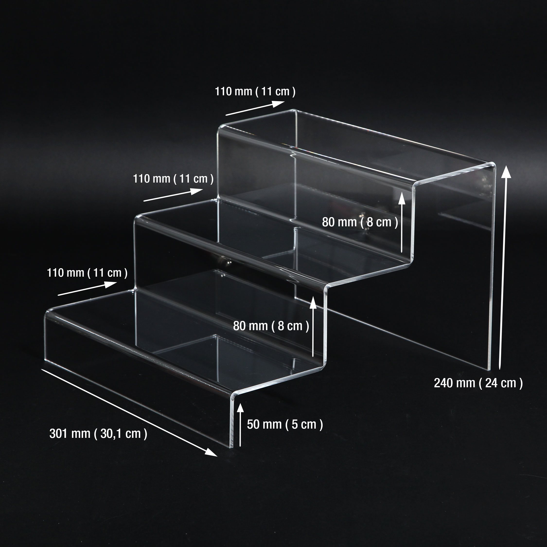 Akryl Display Trappe - 300 x 330 x 240 mm | Skiltex.dk