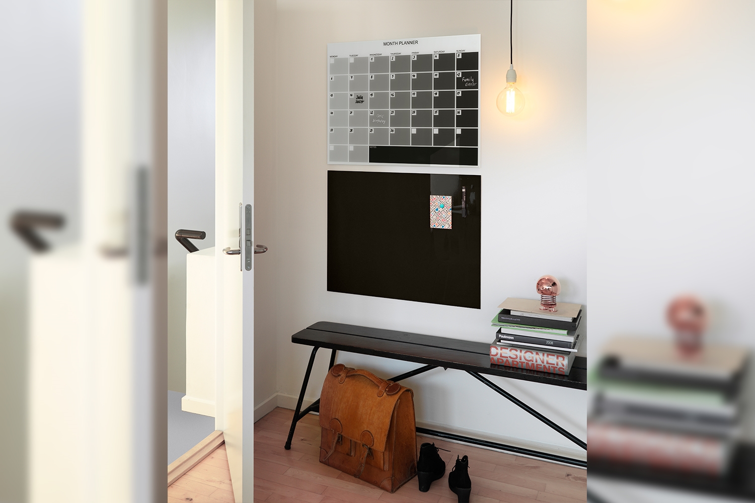 Magnetisk glas planlægnings/måneds tavle - 80x60 cm