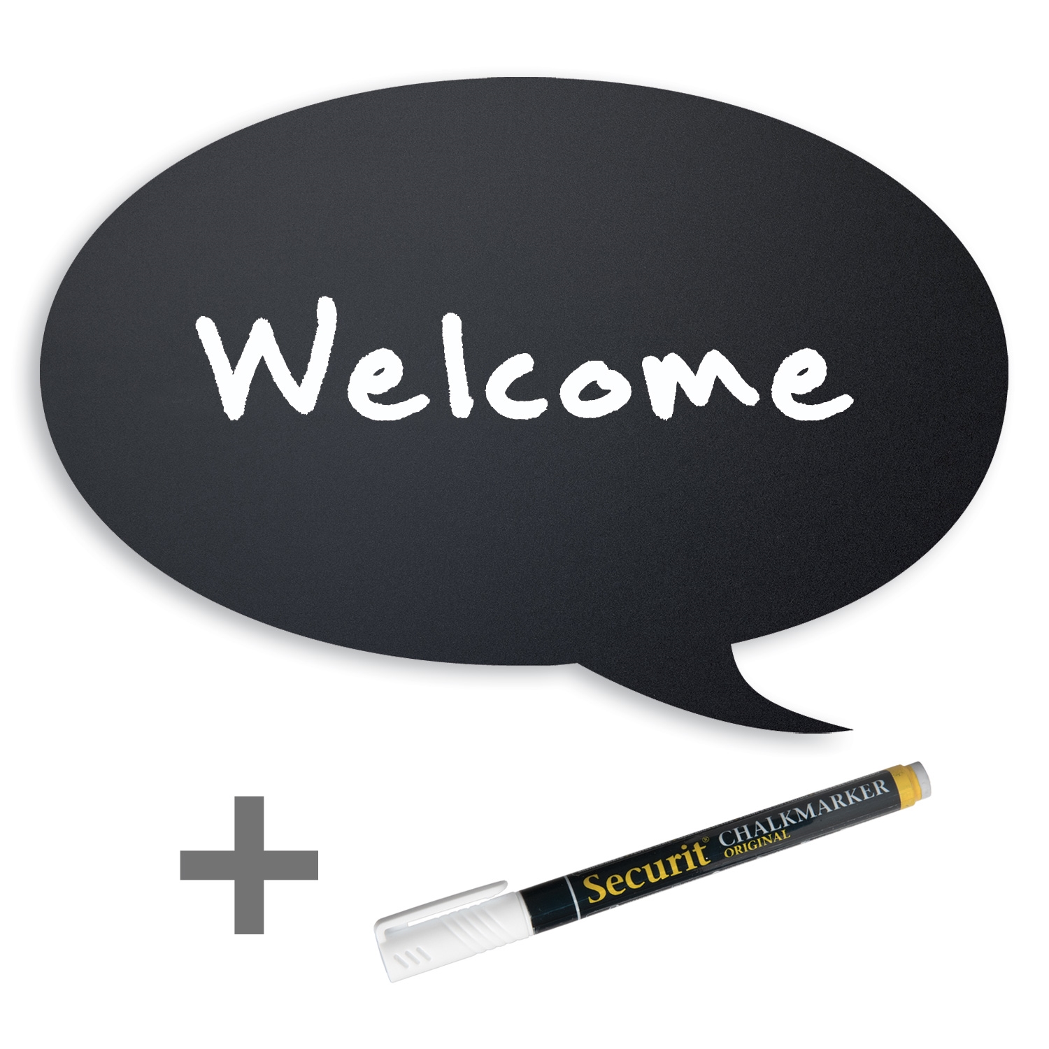 Taleboble Silhouette tavleskilt til væg | Skiltex.dk