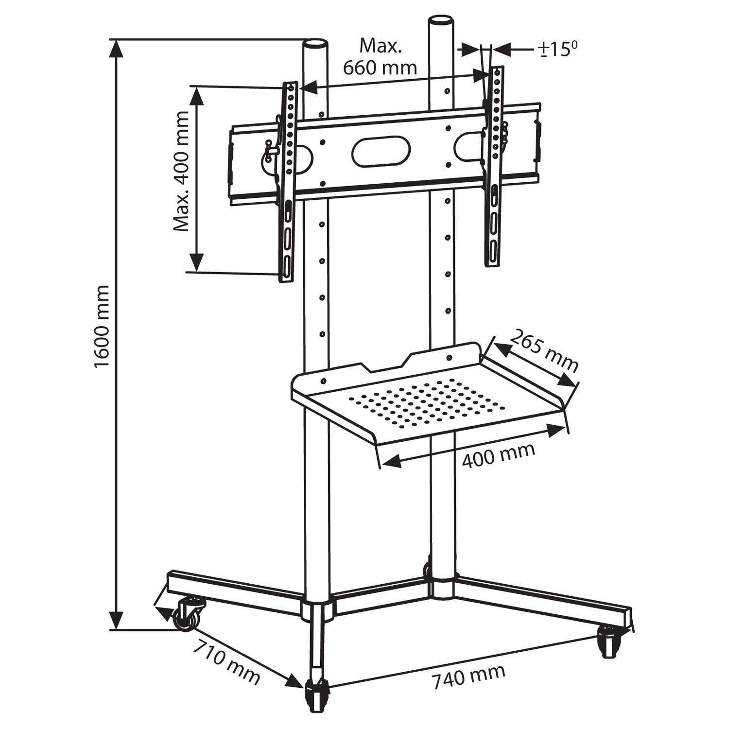 Slim TV Stander med hjul | TV stativer | Skiltex.dk