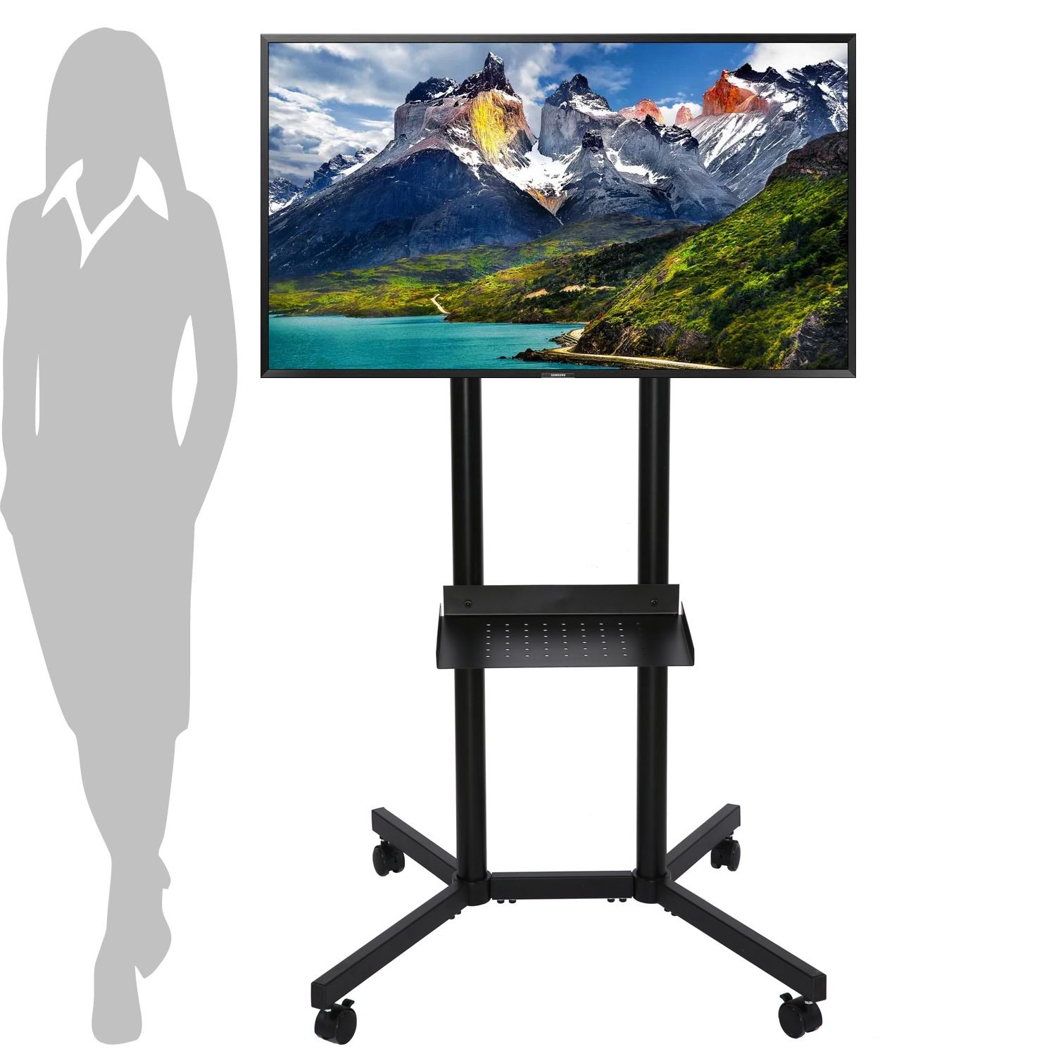 Slim TV Stander med hjul | TV stativer | Skiltex.dk