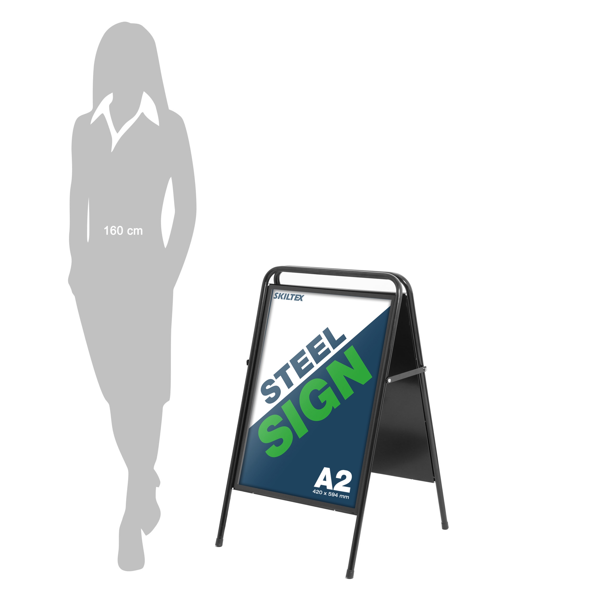 A2 Sort SteelSign A-skilt | Køb online hos Skiltex.dk